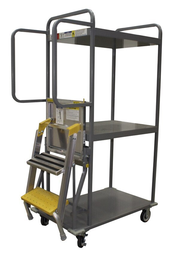 350KG 3 Deck Platform Trolley With Fold Away Ladder - 2 Step - 810 x 580mm