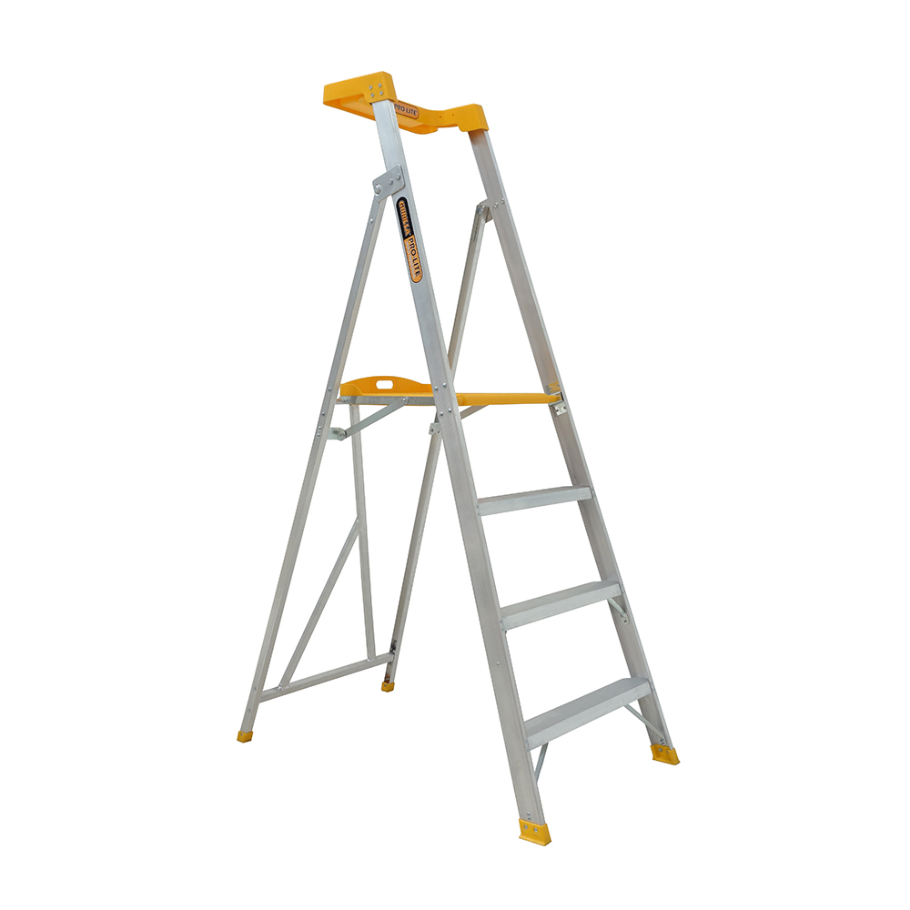 Platform Ladder 150kg Rated 4 Step 1.14m Pro Lite Industrial Aluminium Gorilla
