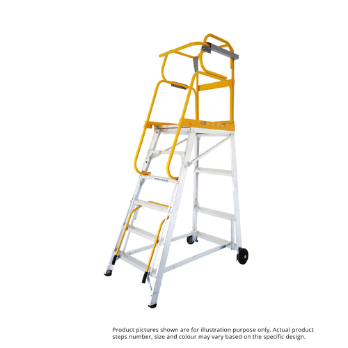 Stockmaster 150kg Rated Mobile Work Platform Ladder Step Thru - 2m Stockmaster 150kg Rated Mobile Work Platform Ladder Step Thru - 2m